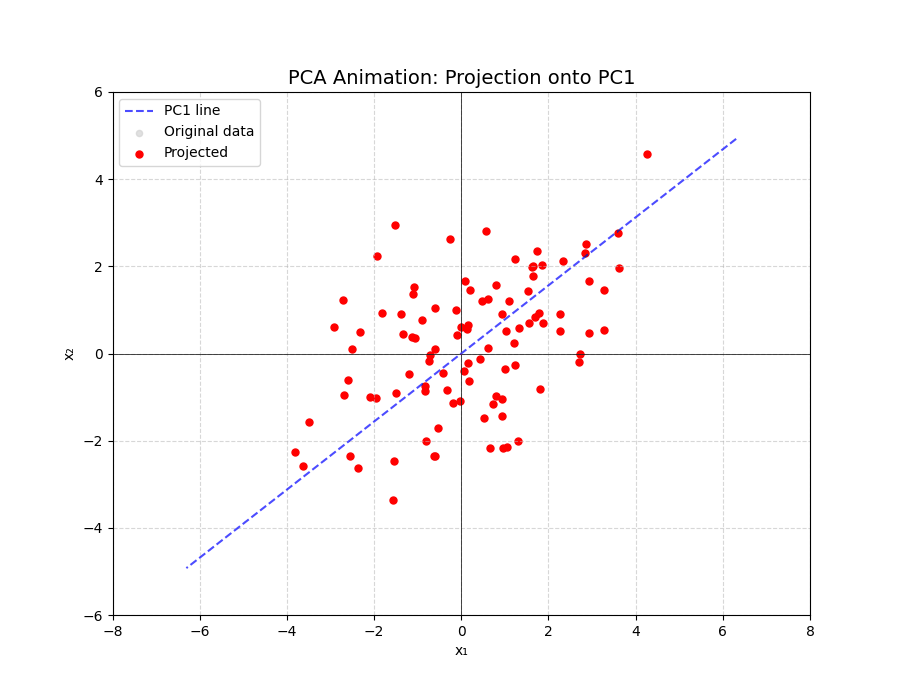 PCA: Projection Onto the First Principal Component